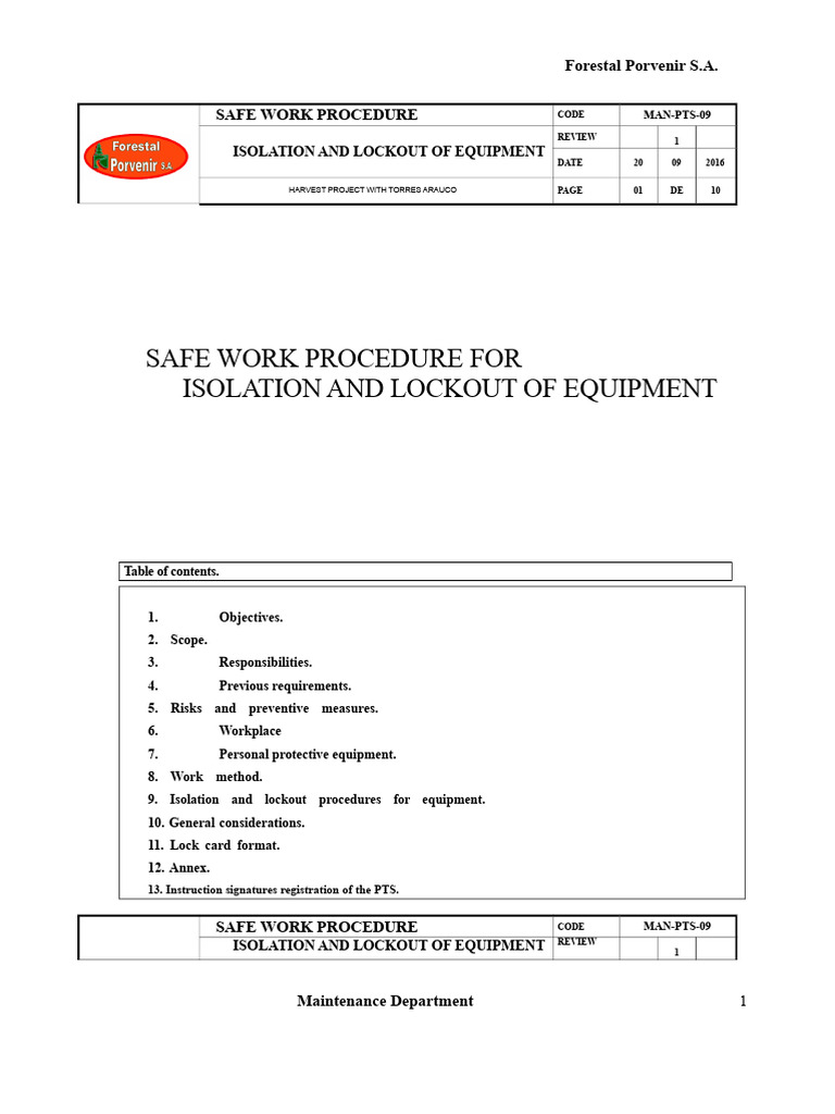 Lockout and Isolation Procedures Guide | PDF | Safety | Personal ...