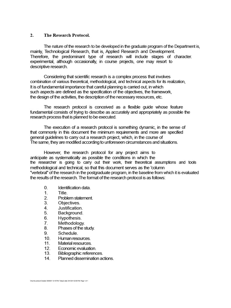 Research Protocol for Technological Studies | PDF | Hypothesis ...