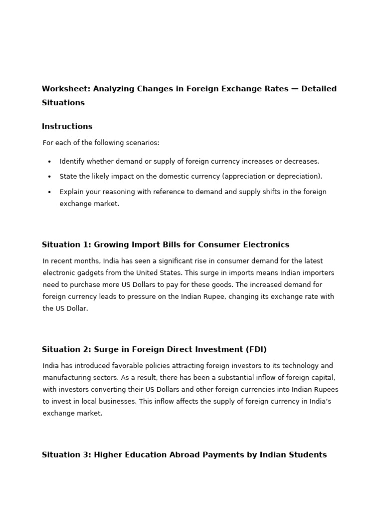 Foreign Exchange Rate Analysis Worksheet | PDF | Exchange Rate | United ...
