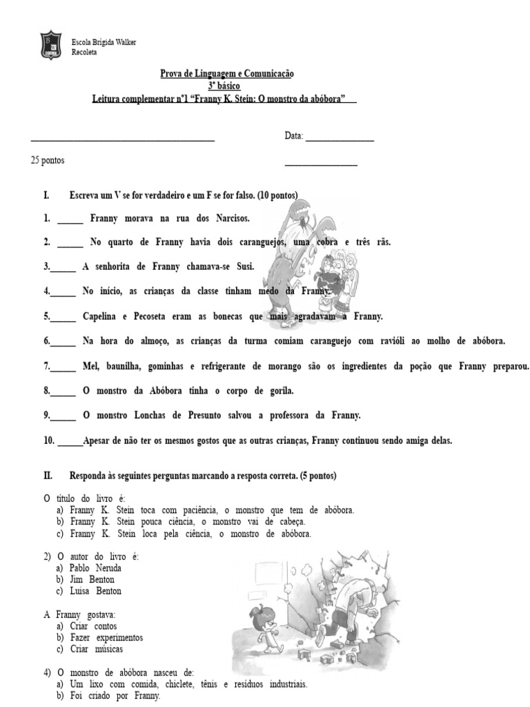 Prova de Linguagem: Franny K. Stein | PDF