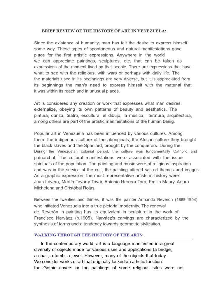 Brief Overview of The History of Art in Venezuela | PDF | Paintings ...