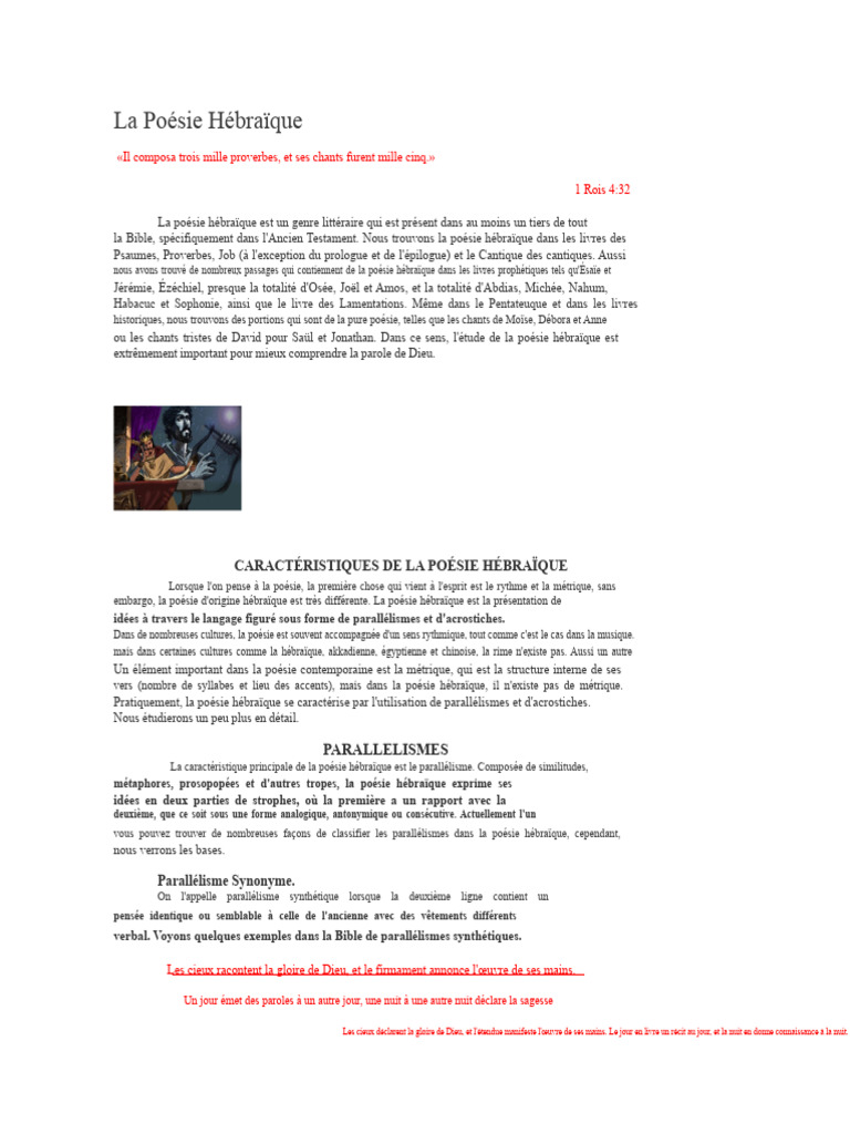 Caractéristiques de la poésie hébraïque | PDF | Poésie | Psaumes