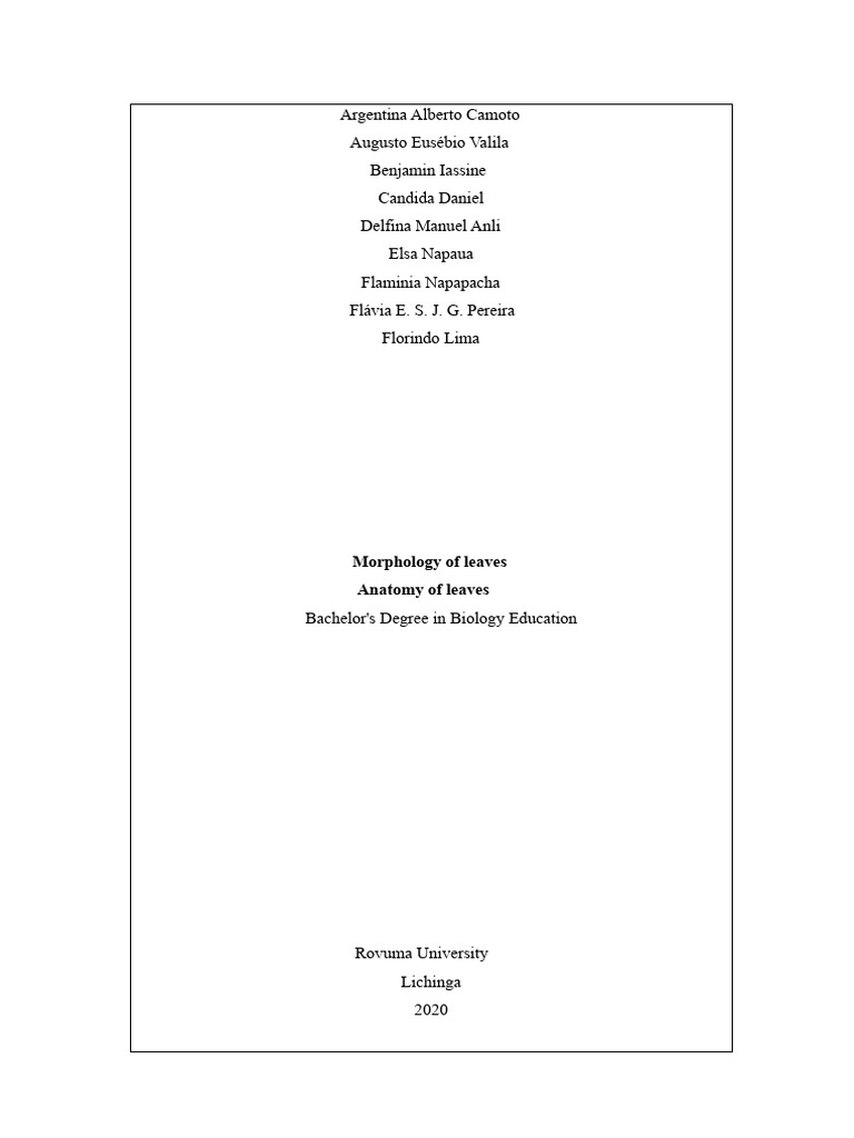 Leaf Morphology and Anatomy Report | PDF | Leaf | Morphology (Biology)