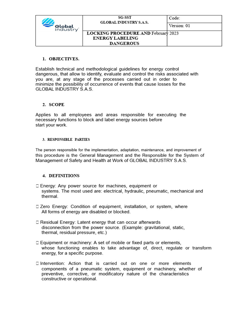 Lockout and Tagout Procedure | PDF | Safety | Occupational Safety And Health