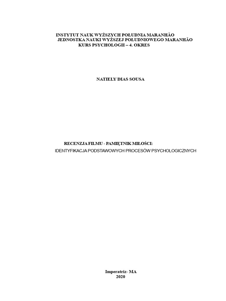 Recenzja Filmu "Pamiętnik" | PDF