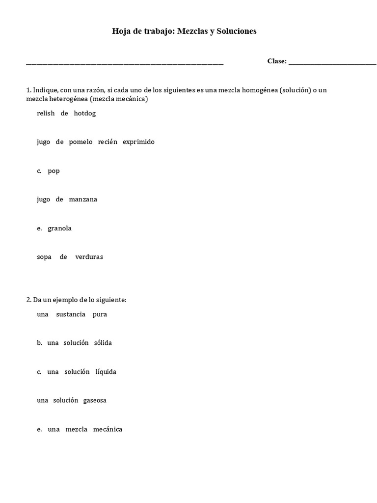 Mezclas y Soluciones | PDF | Mezcla | Solubilidad