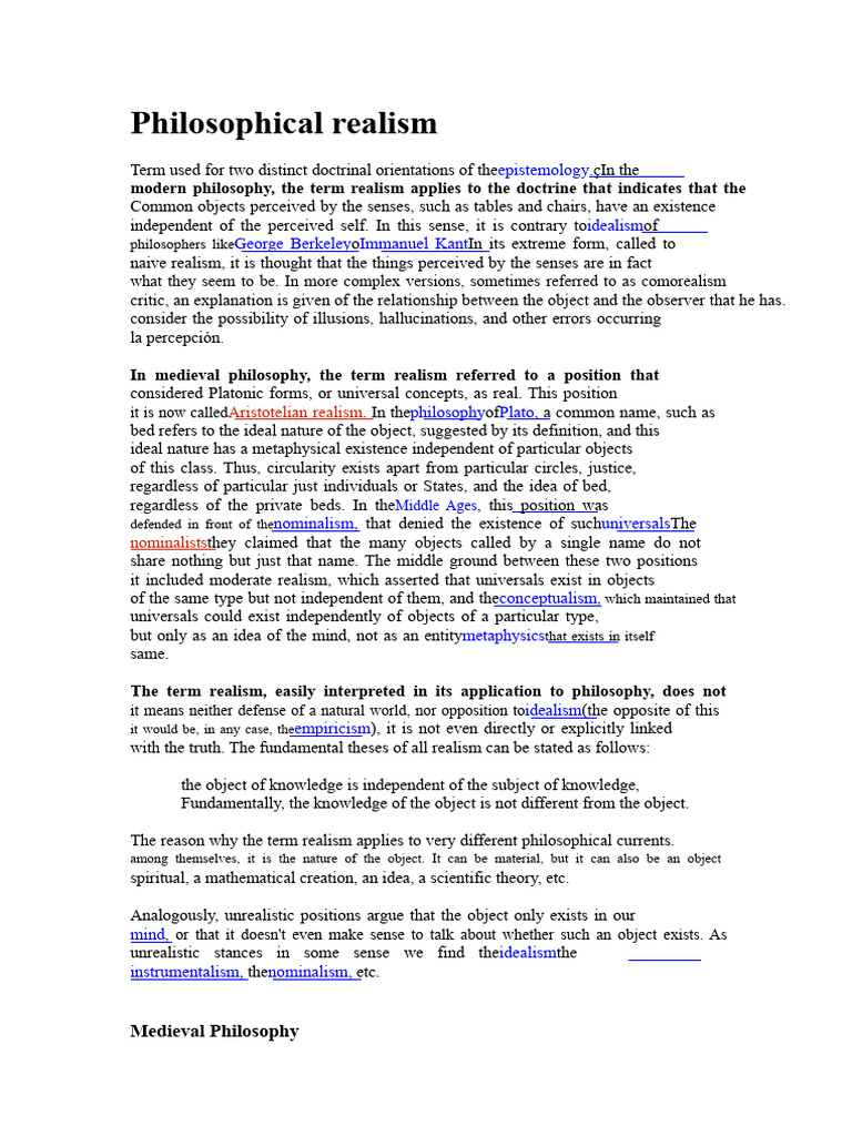 Understanding Philosophical Realism | PDF | Philosophical Realism | Reality
