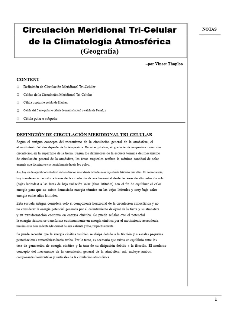 Circulación Meridional Tri-Celular de La Atmósfera - Climatología | PDF ...