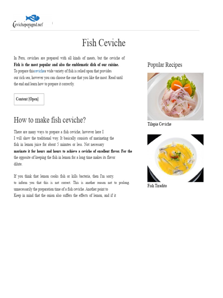 Ceviche Recipe Step by Step | PDF | Asian Cuisine | Food And Drink ...