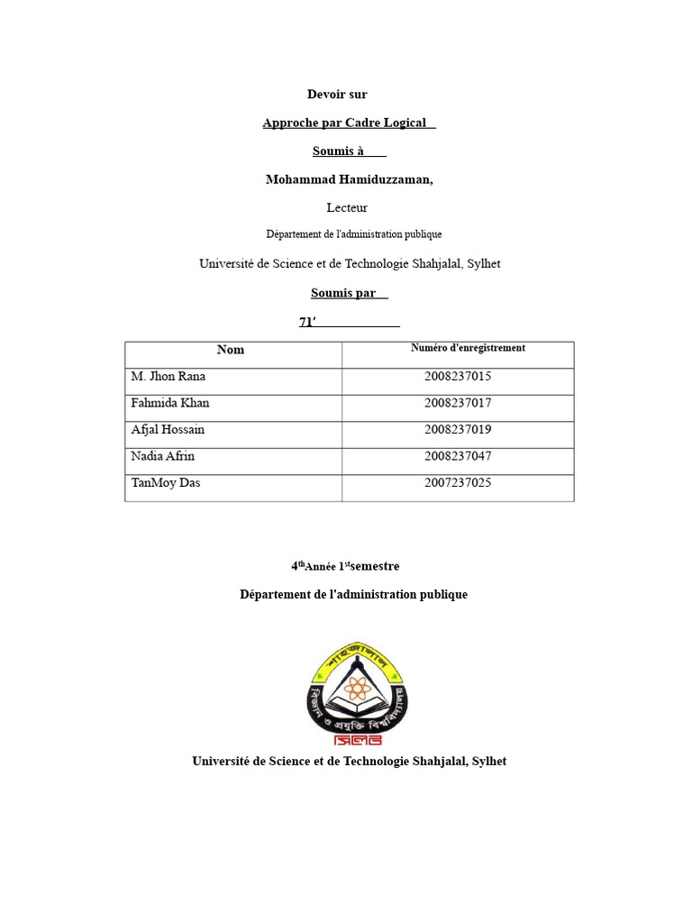 Analyse Du Cadre Logique | PDF | Gestion de projet | Planification