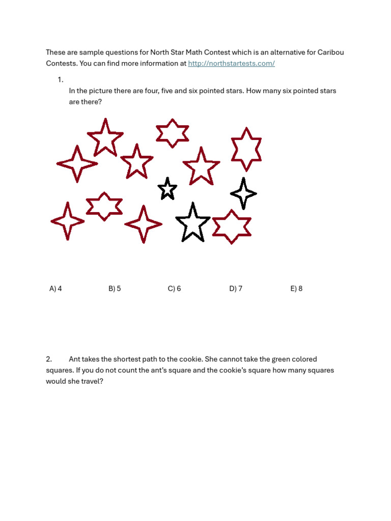 Caribou Alternative - North Star Math Contest - Sample2 | PDF