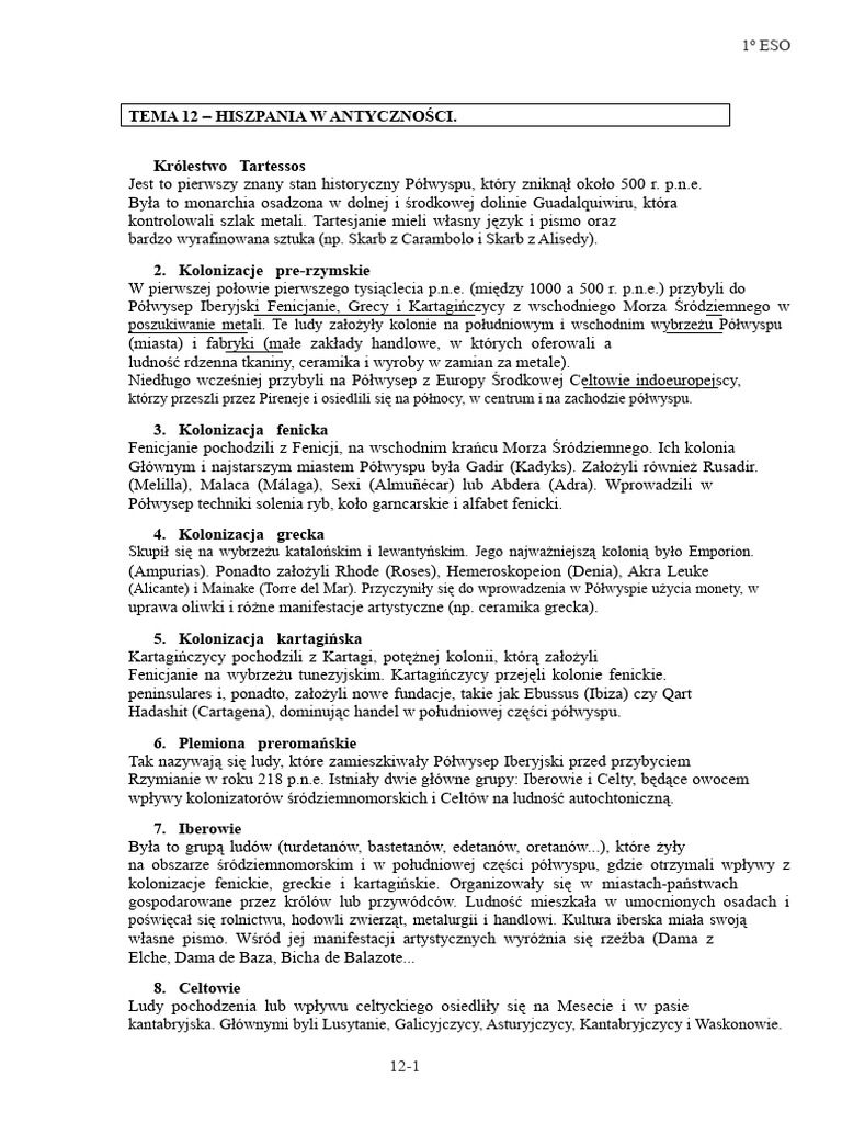 Temat 12 - Hiszpania W Starożytności | PDF