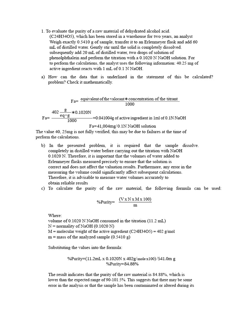 Exercise 2b 1 | PDF | Titration | Chemistry