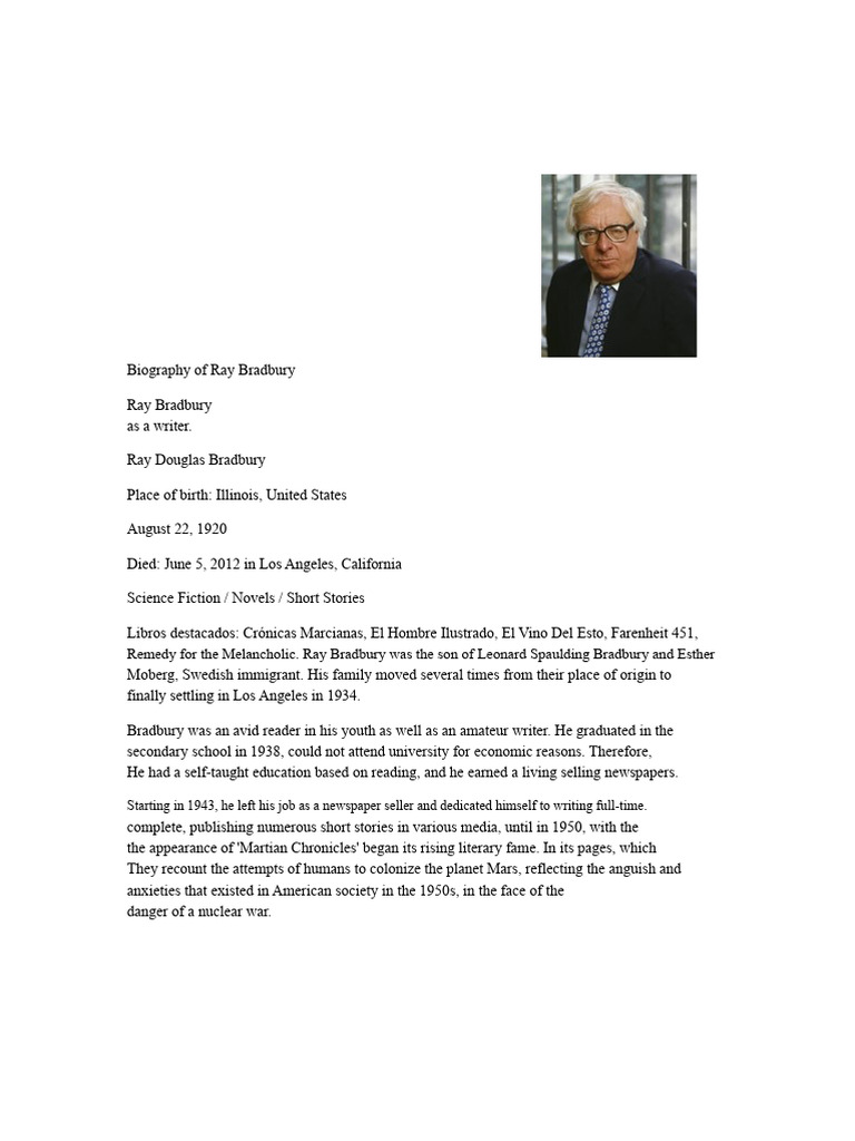 Biography of Ray Bradbury in Spanish and English | PDF | Ray Bradbury