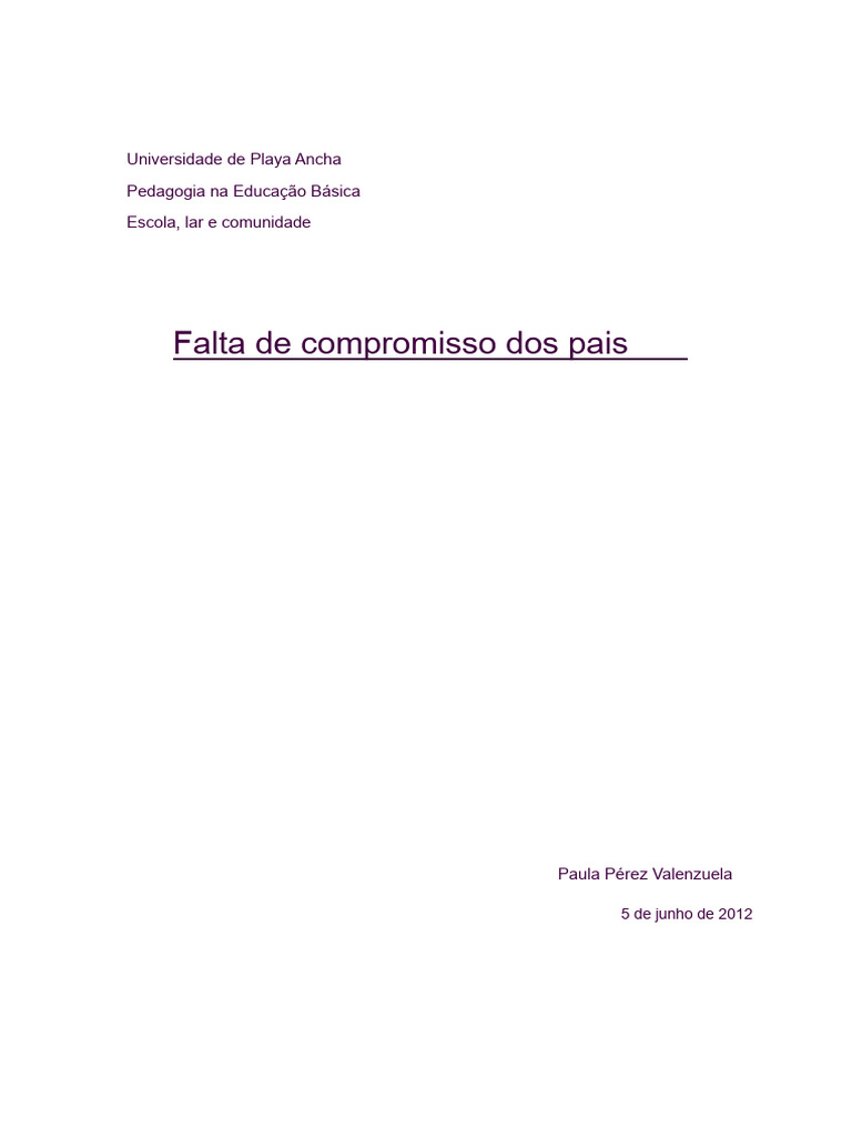 Falta de Compromisso Dos Pais. PAULA PEREZ. | PDF | Aprendizado | Motivação