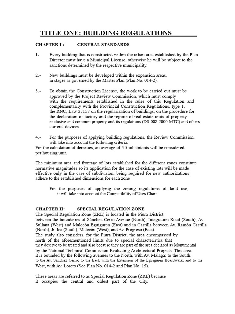 Piura Building Regulations Overview | PDF | Zoning | Building Code