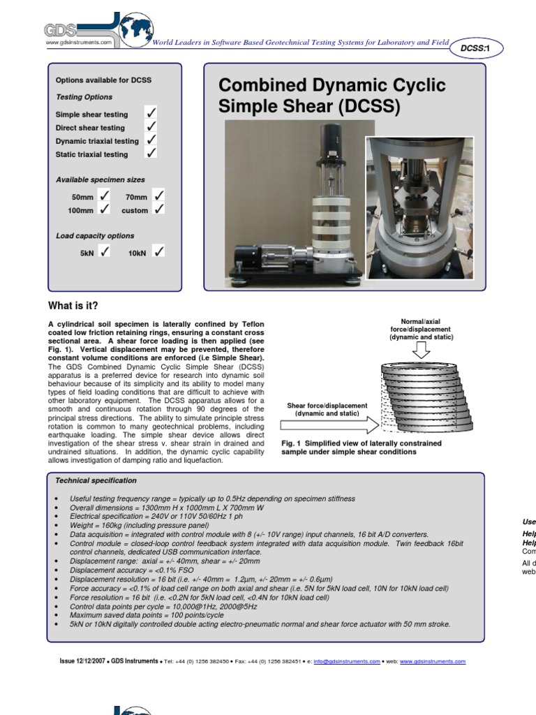 Cyclic Simple Shear Test Print | PDF | Control Theory | Geotechnical ...
