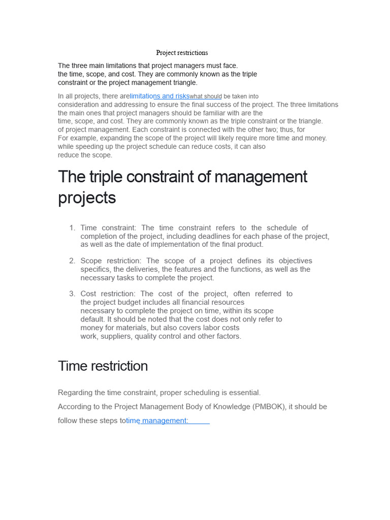 Understanding Project Management Constraints | PDF | Project Management ...