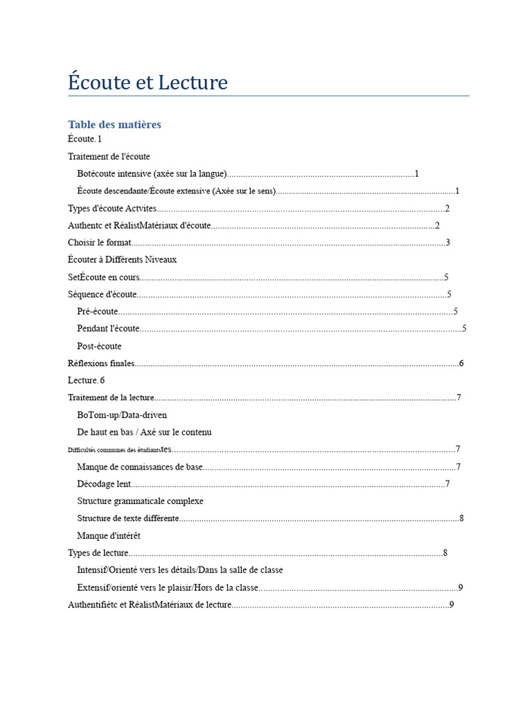 Écoute et Lecture : Stratégies Pédagogiques | PDF | Linguistique ...