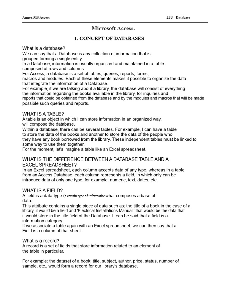 Annex MS Access | PDF | Microsoft Access | Table (Database)