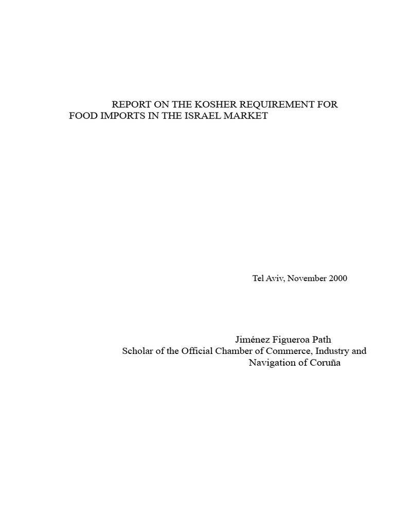 Kosher Food Import Requirements in Israel | PDF