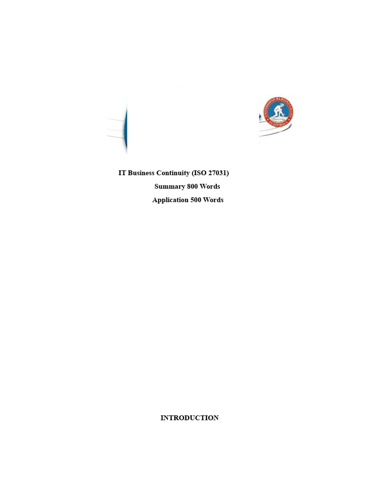 ISO 27031: Ensuring IT Business Continuity | PDF | Information Security ...