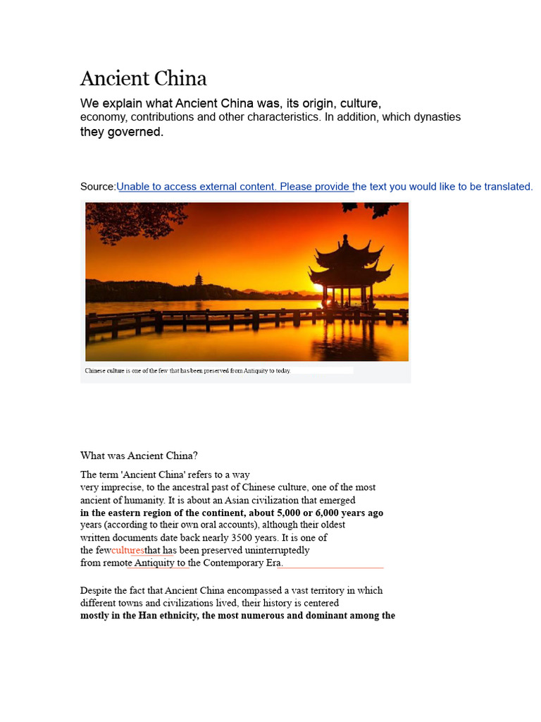 Ancient China | PDF | History Of China | China
