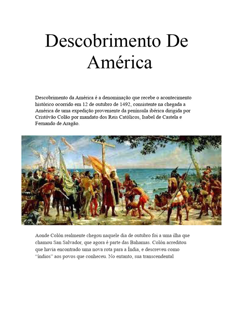 Descobrimento da América por Colombo | PDF | Cristóvão Colombo | Os ...