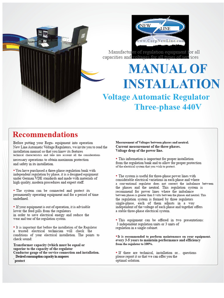 440V 3-Phase Voltage Regulator Manual | PDF | Voltage | Electrical ...