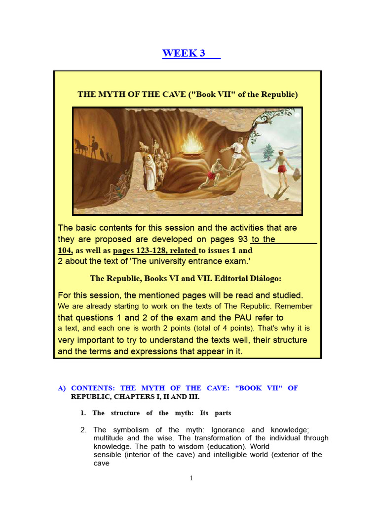 Contents - Week - 3 The Myth of The Cave | PDF | Idea | Knowledge