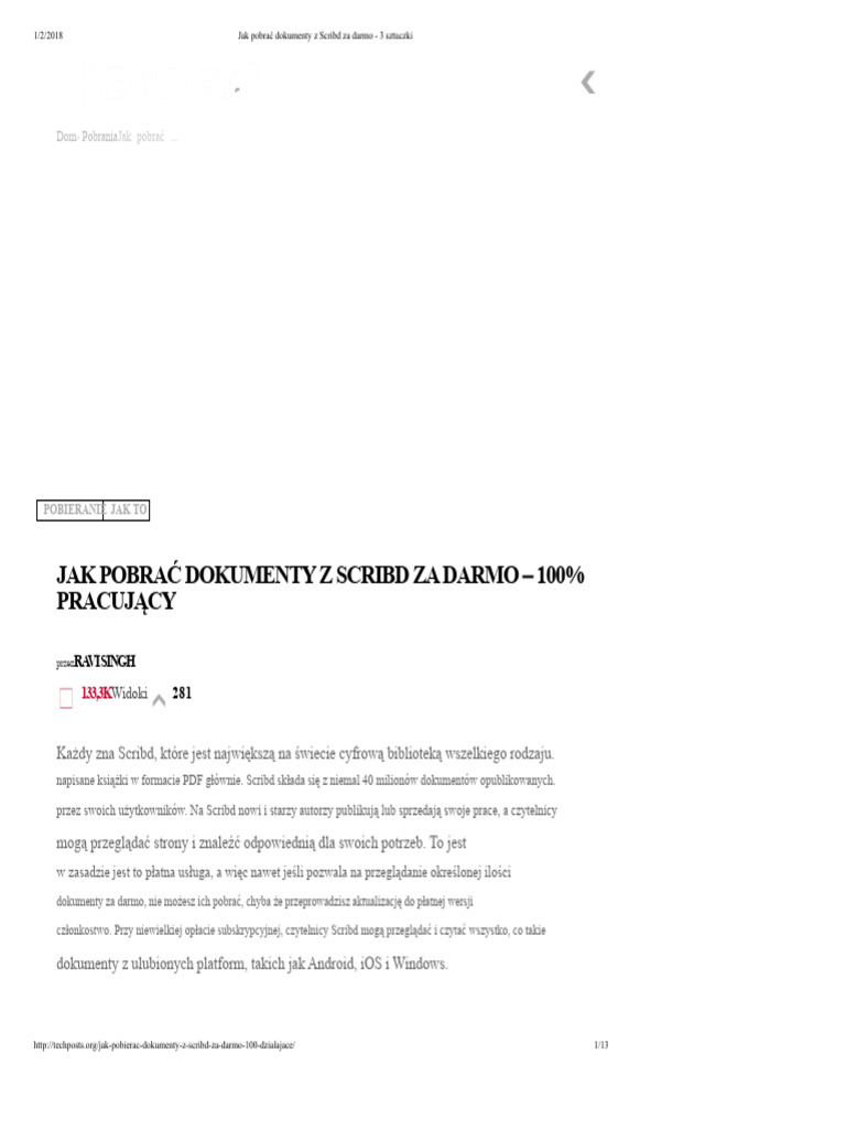 Jak Pobrać Dokumenty Z Scribd Za Darmo - 3 Triki | PDF