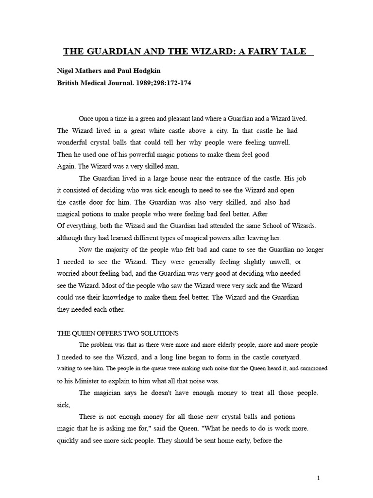 The Guardian and The Wizard: A Fairy Tale | PDF | Magician (Fantasy ...