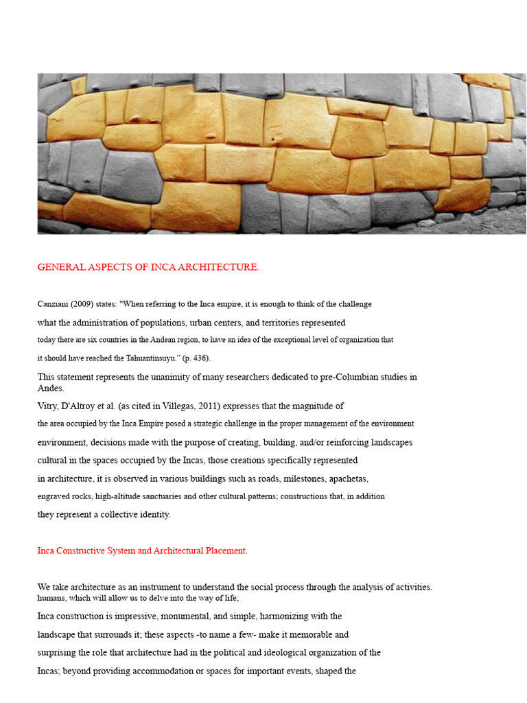 General Aspects of Inca Architecture | PDF | Inca Empire | Landscape