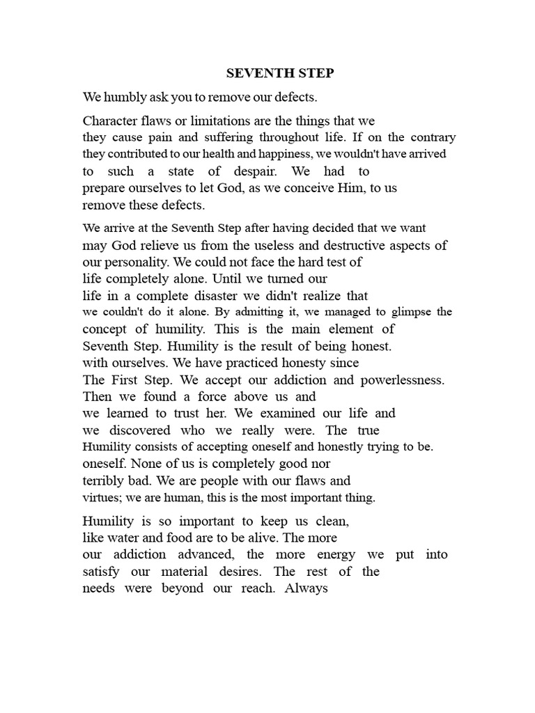 Embracing Humility in Recovery Steps | PDF | Humility | Suffering