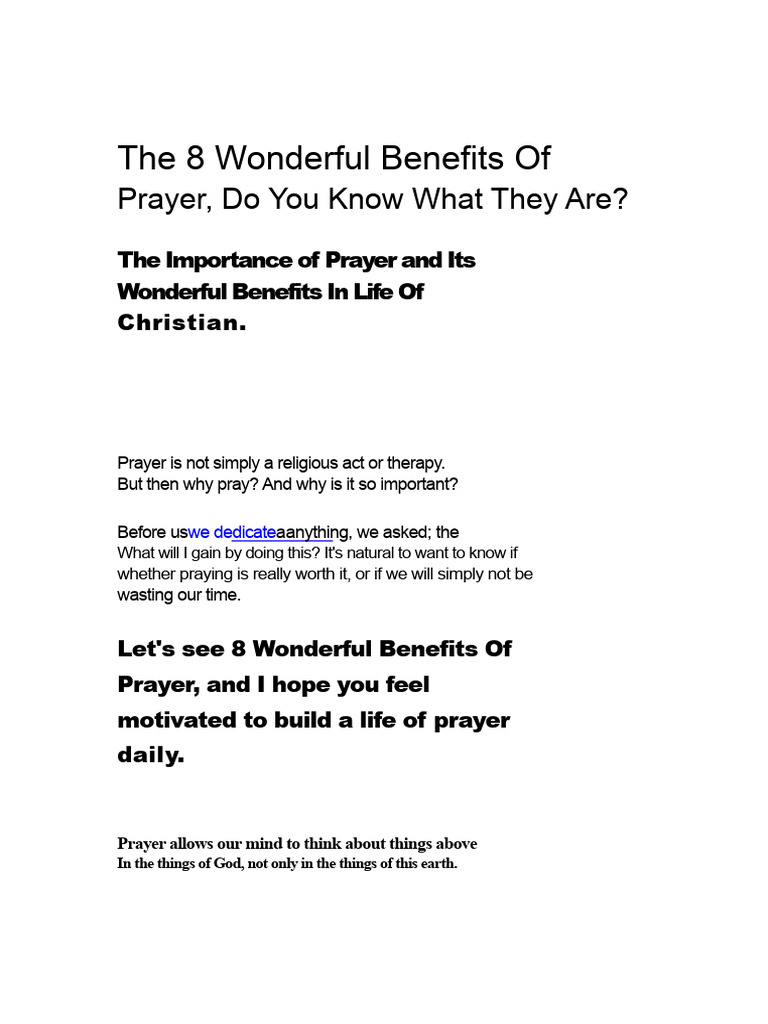 Benefits of Prayer | PDF | Prayer | Jesus
