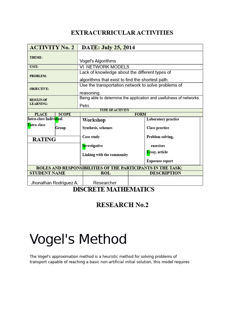 Vogel's Approximation Method Explained | PDF | Linear Programming ...