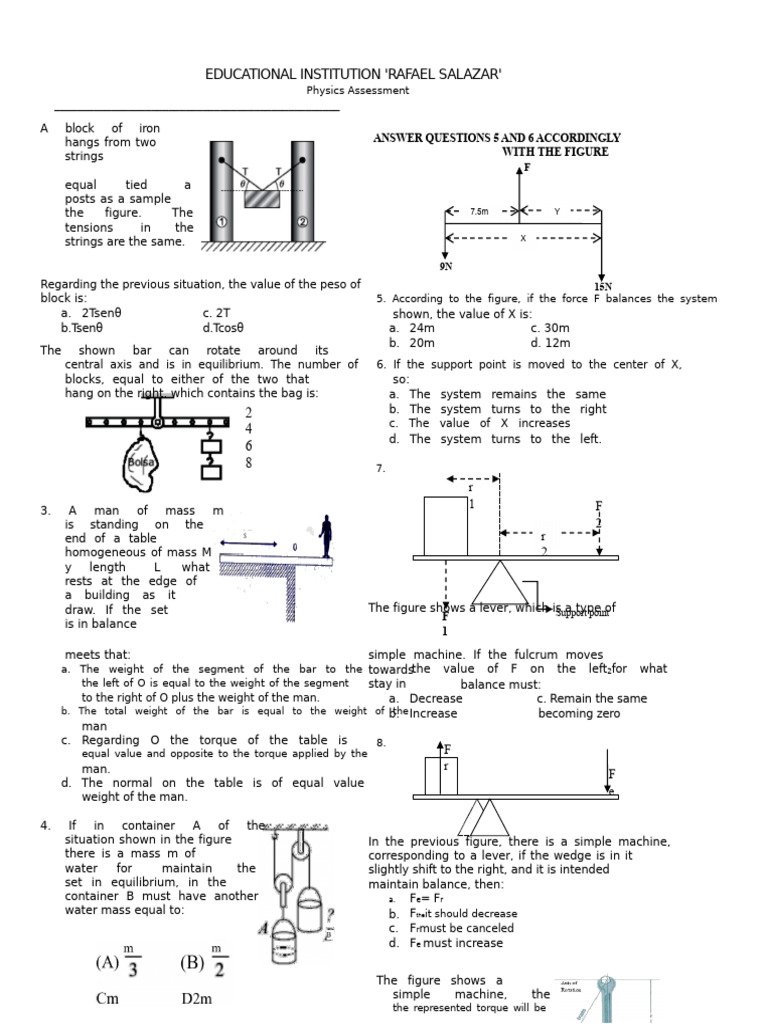 Evaluation of Statics | PDF | Lever | Torque