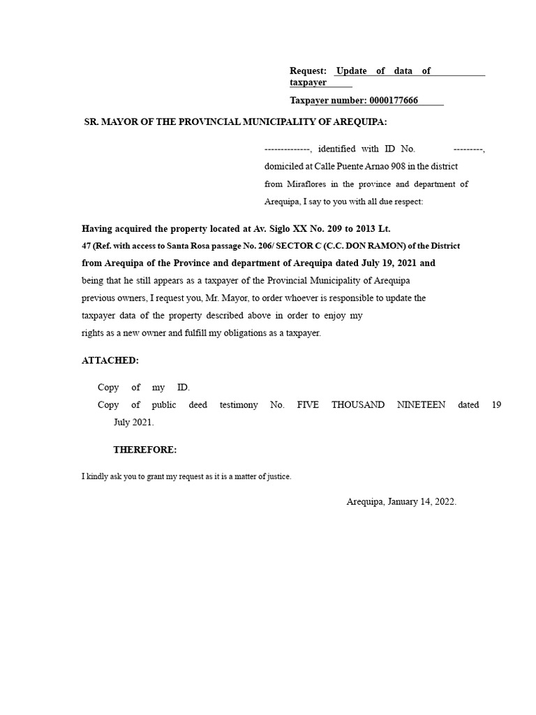 Taxpayer Update Without Signature | PDF