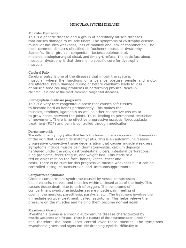 Diseases of The Muscular System | PDF | Weakness | Muscular Dystrophy