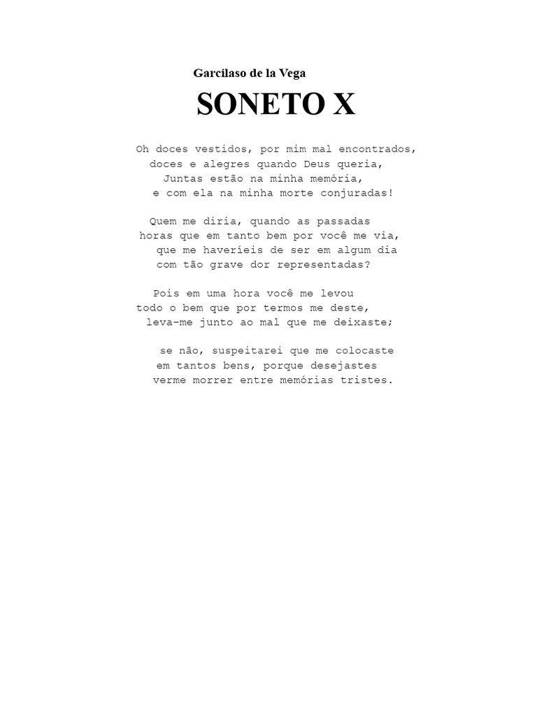 Soneto X de Garcilaso de la Vega | PDF