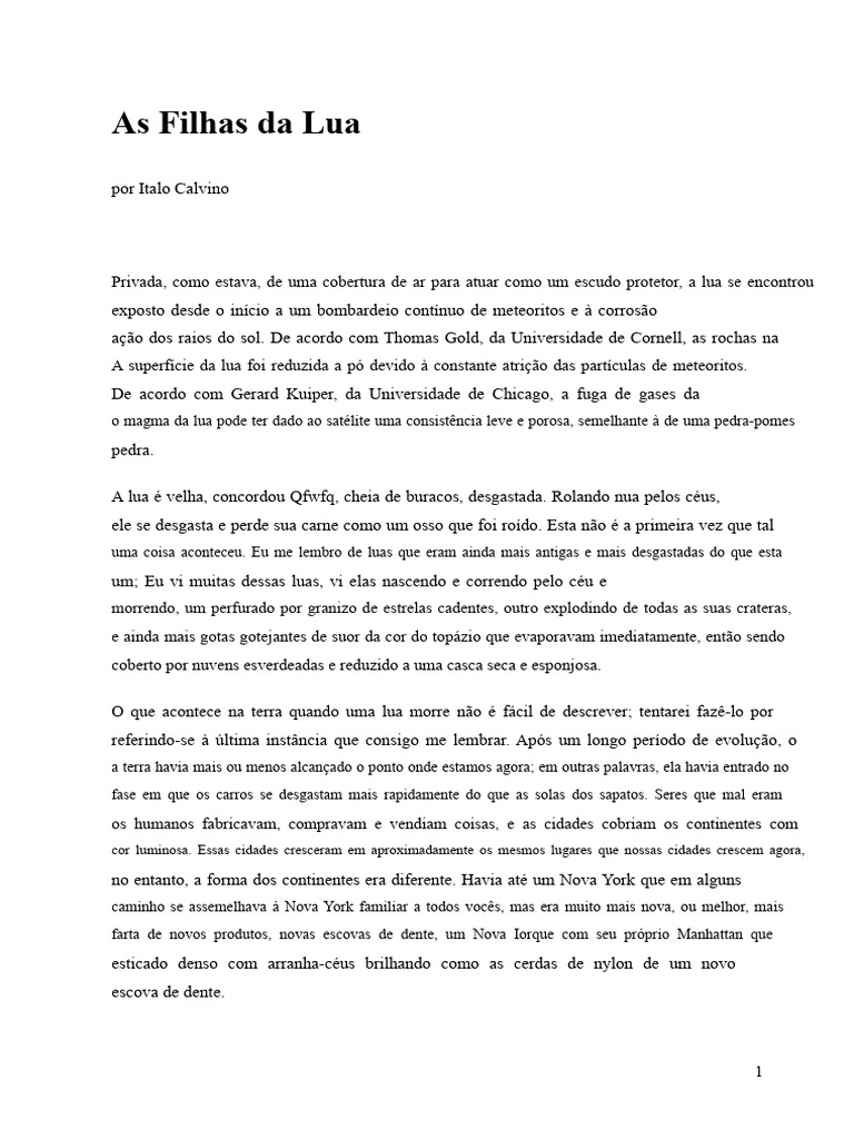 Calvino - As Filhas Da Lua | PDF | Lua | Carro