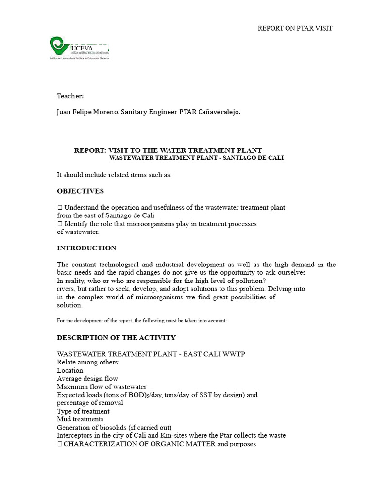 Report Visit Ptar | PDF | Sewage Treatment | Anaerobic Digestion