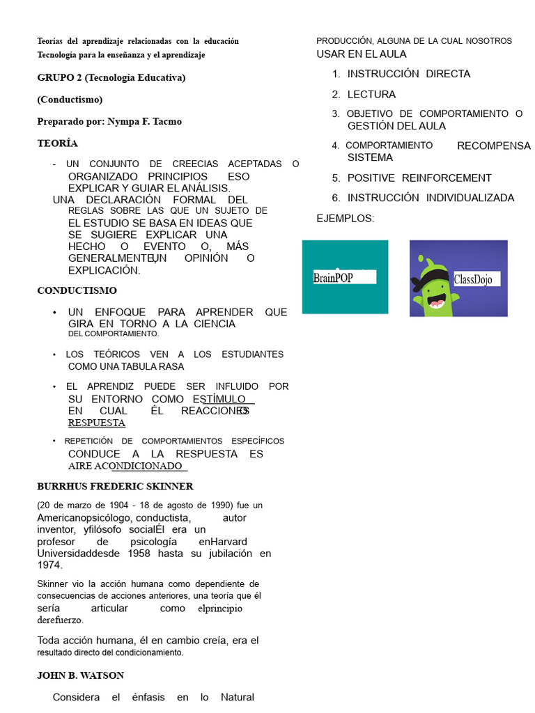 Teorías Del Aprendizaje - Folleto | PDF | Constructivismo (filosofía de ...