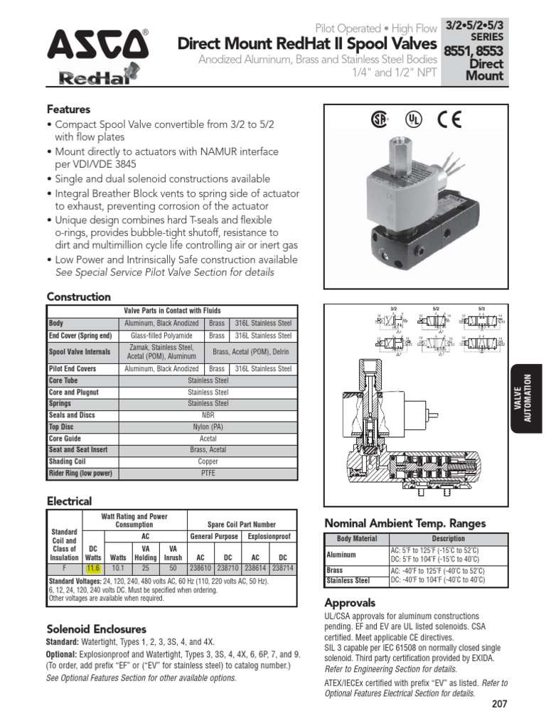 Asco Series 551 553 Direct Mount Catalog | PDF | Alternating Current ...