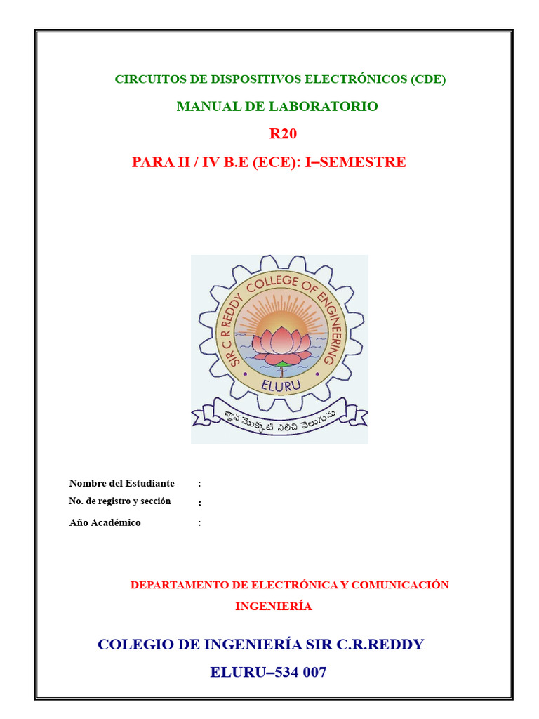 2-1 Manual de Laboratorio EDC Jntuk R20 - 201021 | PDF | Rectificador | Diodo