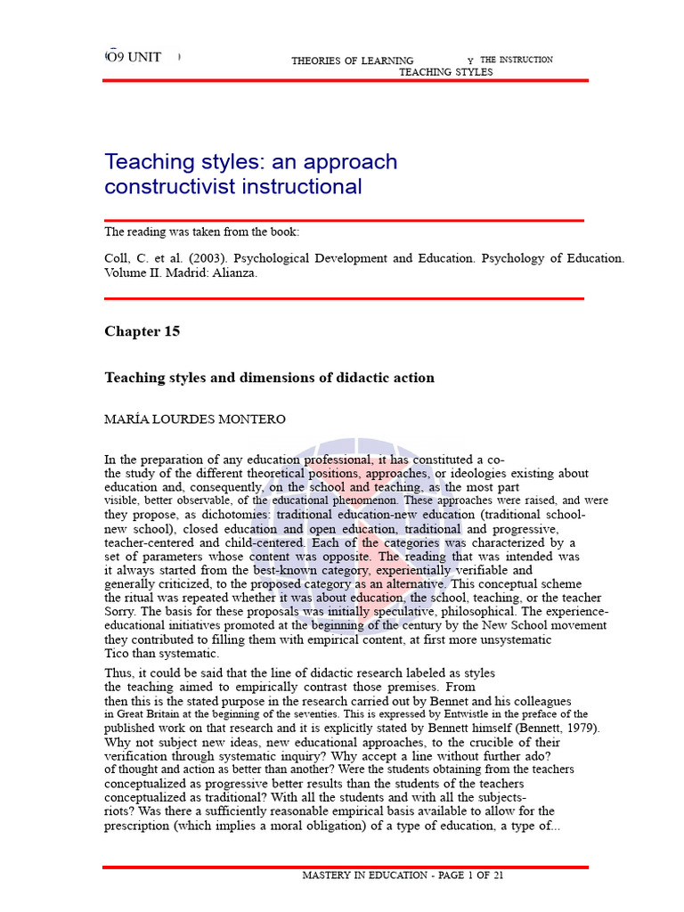 Teaching Styles and Dimensions of Didactic Action | PDF | Teachers | Extraversion And Introversion