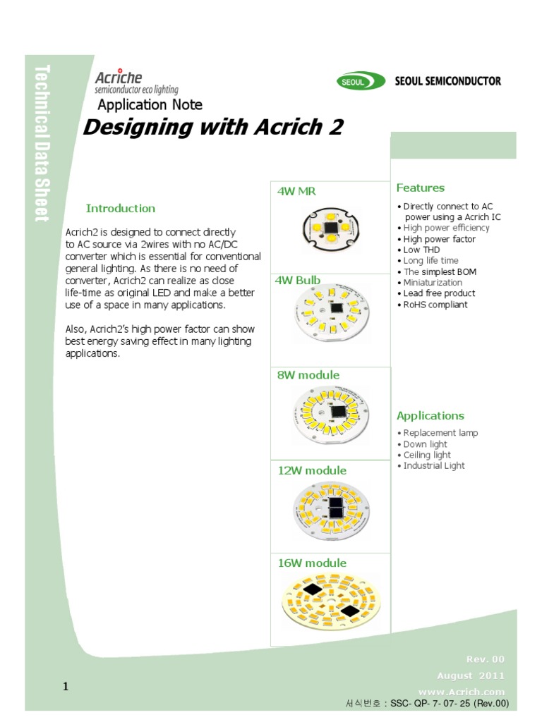 Acrich 2 Application Note | Download Free PDF | Light Emitting Diode ...