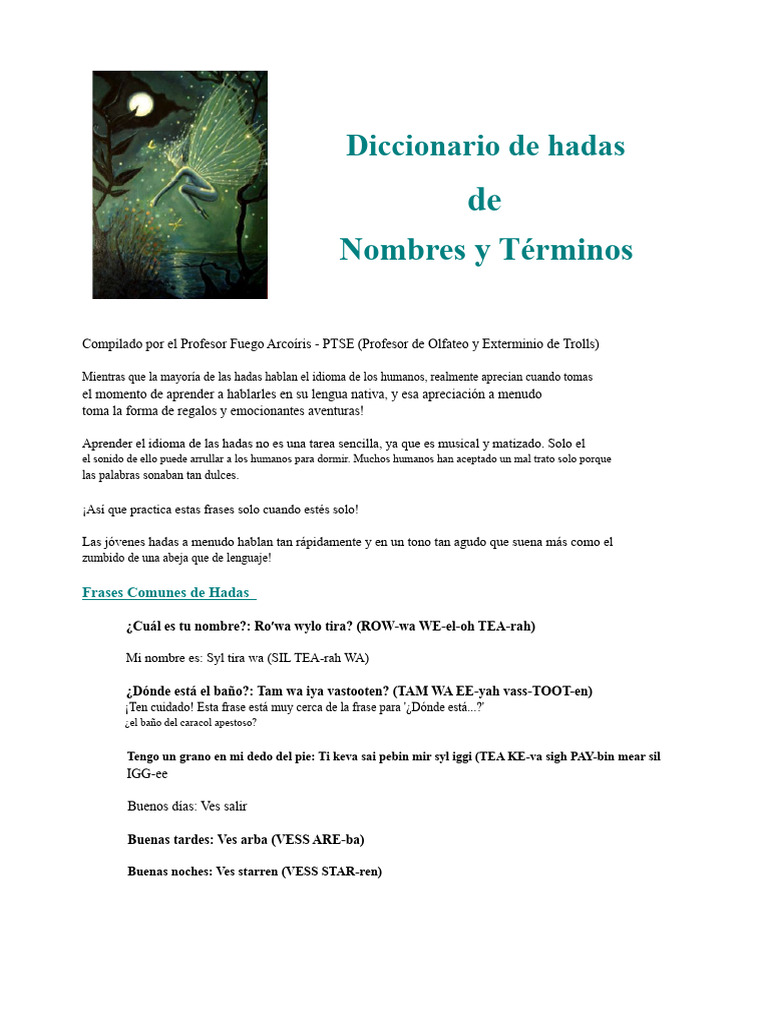 Diccionario de Hadas | PDF | Sirena | Hadas