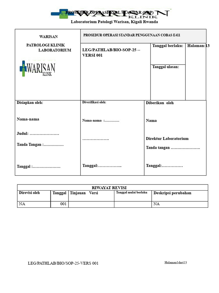 025 SOP Cobas E411 SOP | PDF