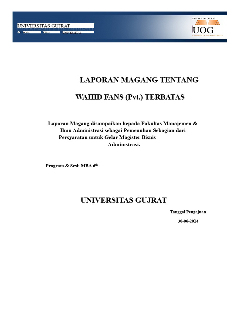 Laporan Magang di Wahid Fans (Pvt.) Ltd. | PDF